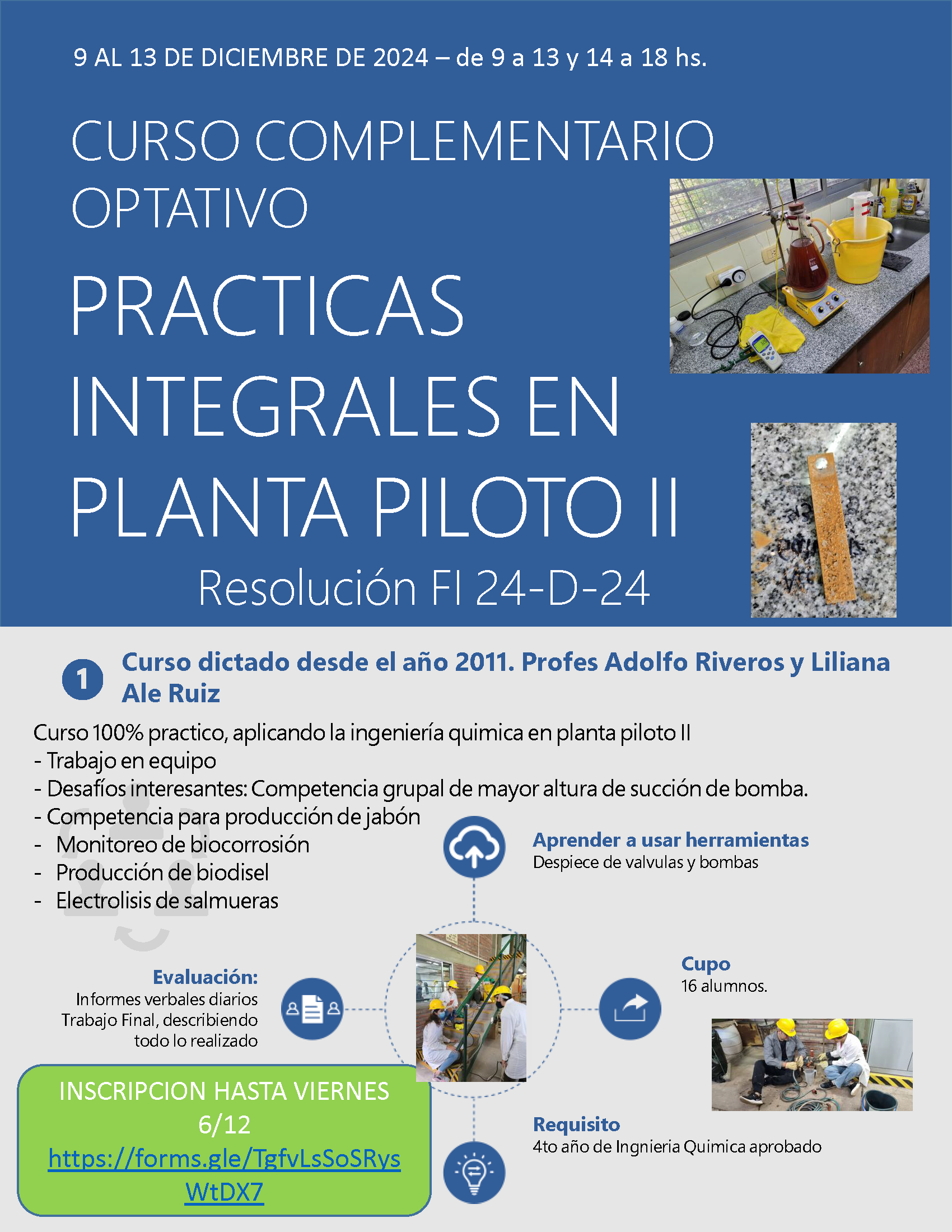 Curso Complementario Optativo: Practicas Integrales en Planta Piloto II